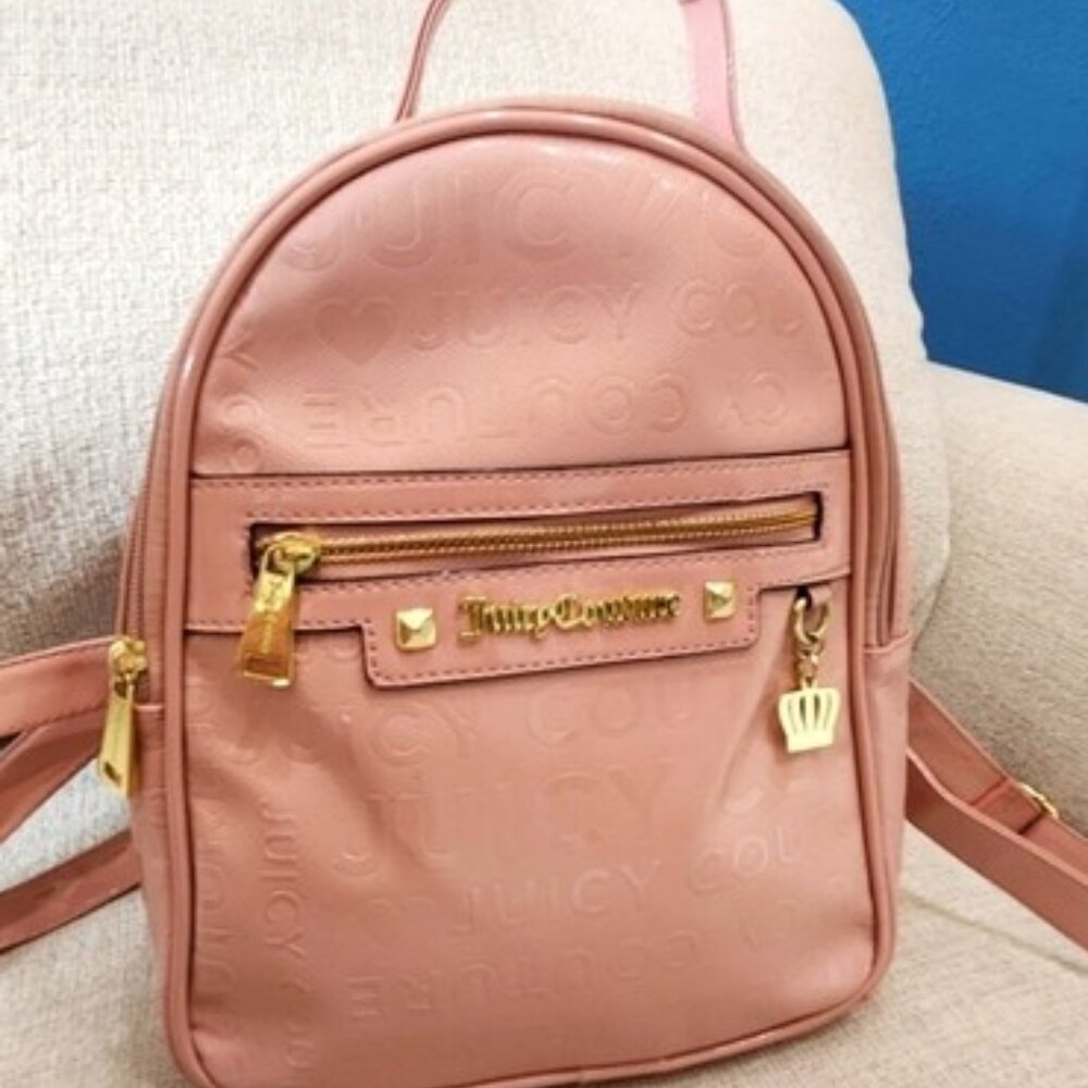 Juicy Couture Backpack Pink Patent Leather Bookbag - Gem